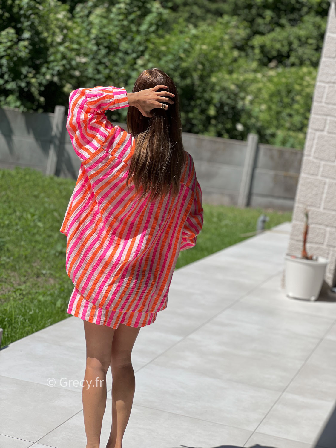 Chemise oversize rose orange rouge 100% coton Taille Taille unique convient du 34 au 42 Couleur ...